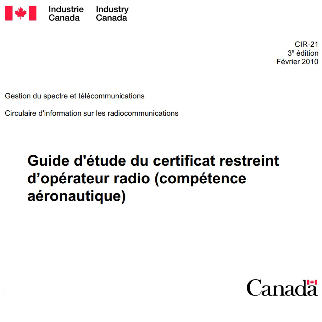 Guide d'Étude Certificat Restreint Opérateur Radio - PassionAir Canada
